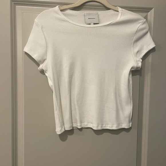 Reformation | Tops | Reformation White Tshirt Large | Poshmark